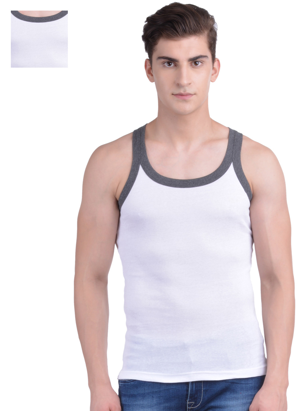 Buy Dollar Bigboss Men Solid Pack Of 2 Premium Cotton Racerback Styled ...