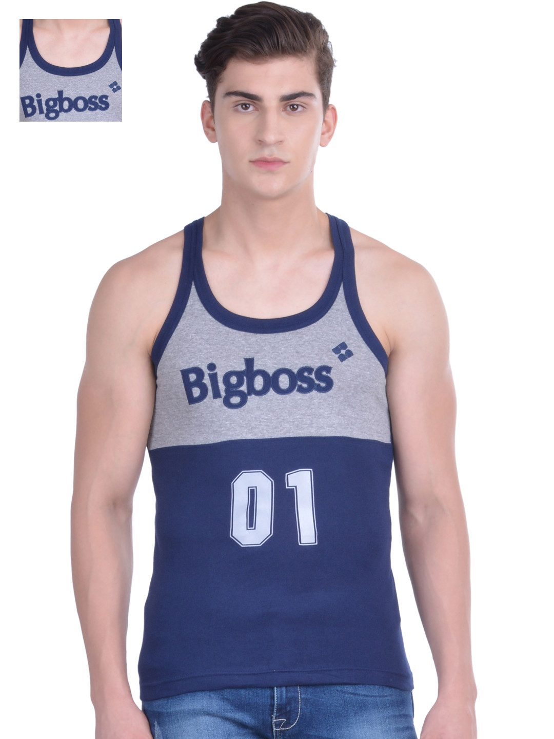 Buy Dollar Bigboss Men Solid Pack Of 2 Cotton Racerback Styled Gym Vest ...