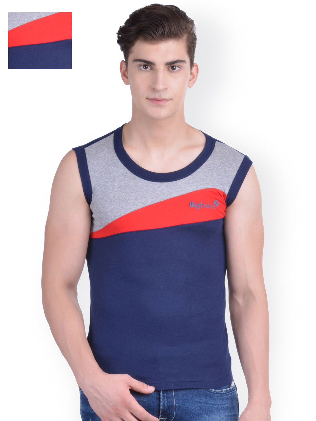 Buy Dollar Bigboss Men Solid Pack Of 2 Combed Cotton Racerback Styled ...