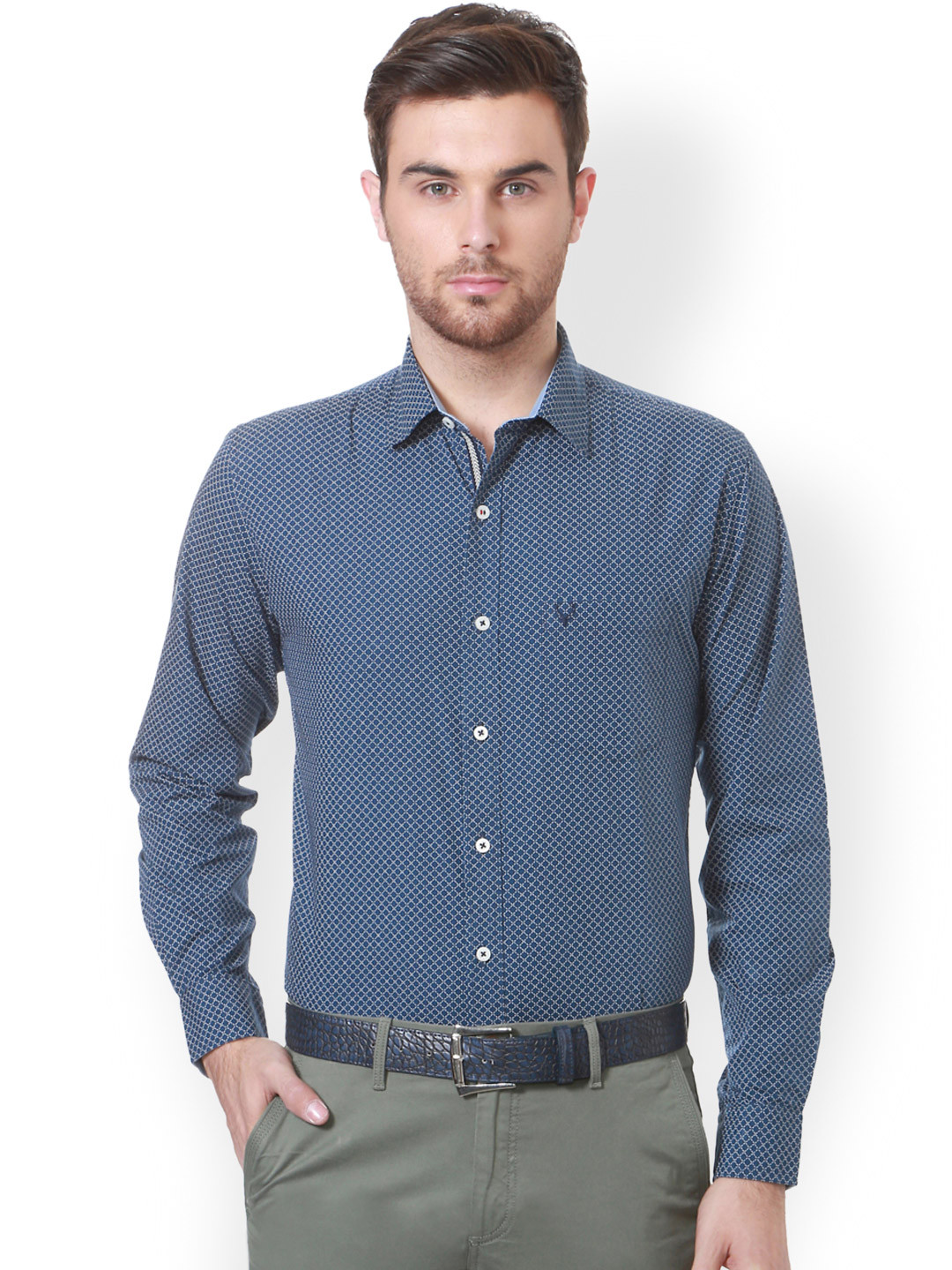 Buy Allen Solly Men Blue Slim Fit Checked Formal Shirt - Shirts for Men ...