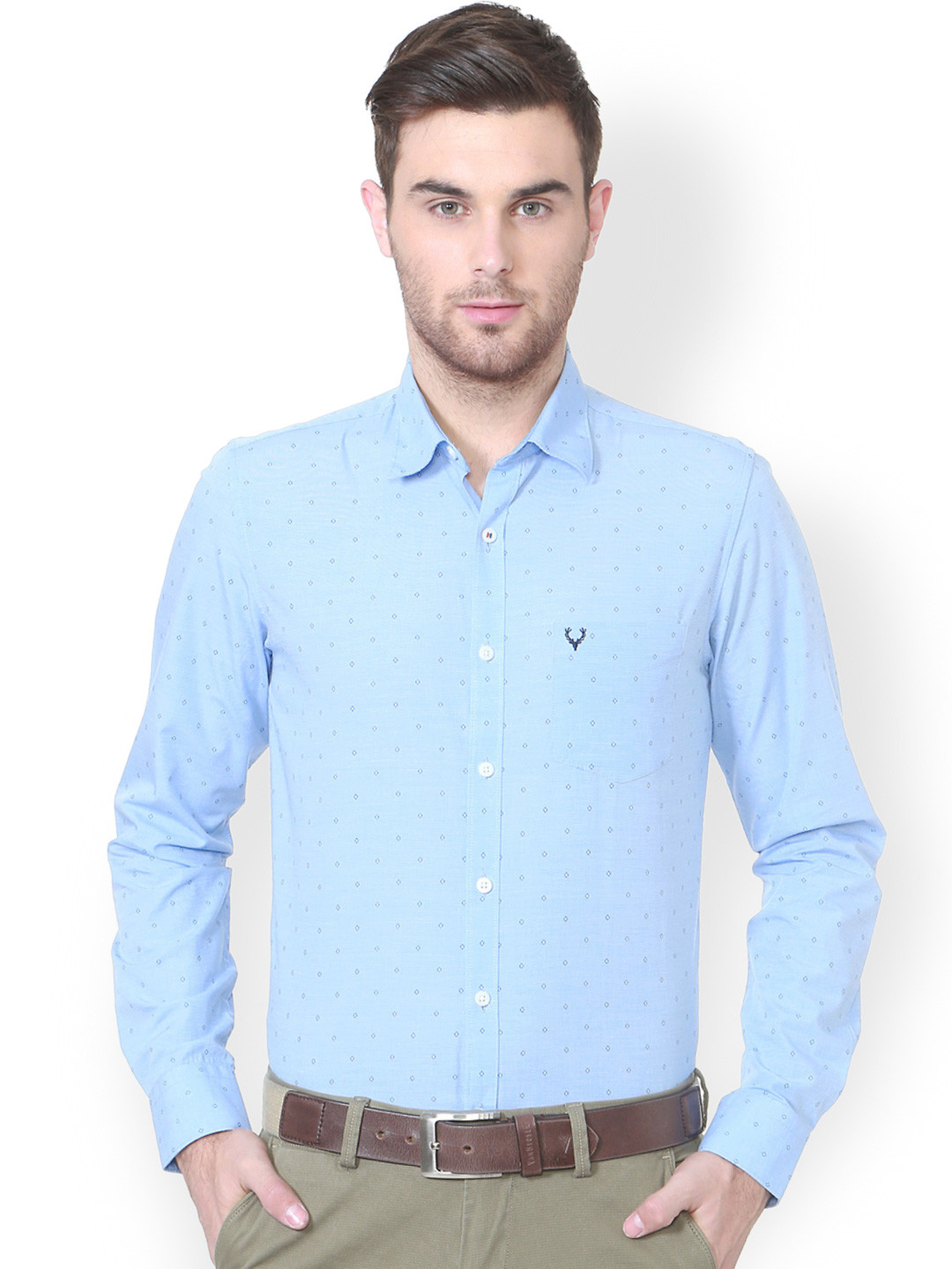 Buy Allen Solly Men Blue Slim Fit Printed Formal Shirt - Shirts for Men ...