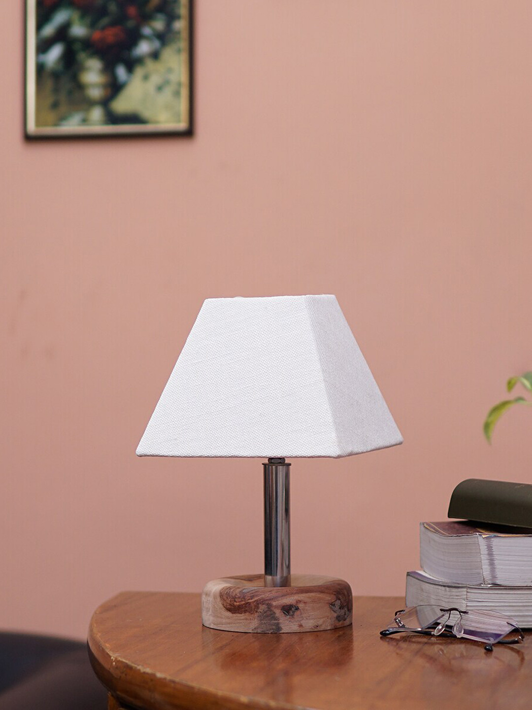 Buy Pinecraft INTERNATIONAL White Edra Table Lamp With Frustum Shade ...