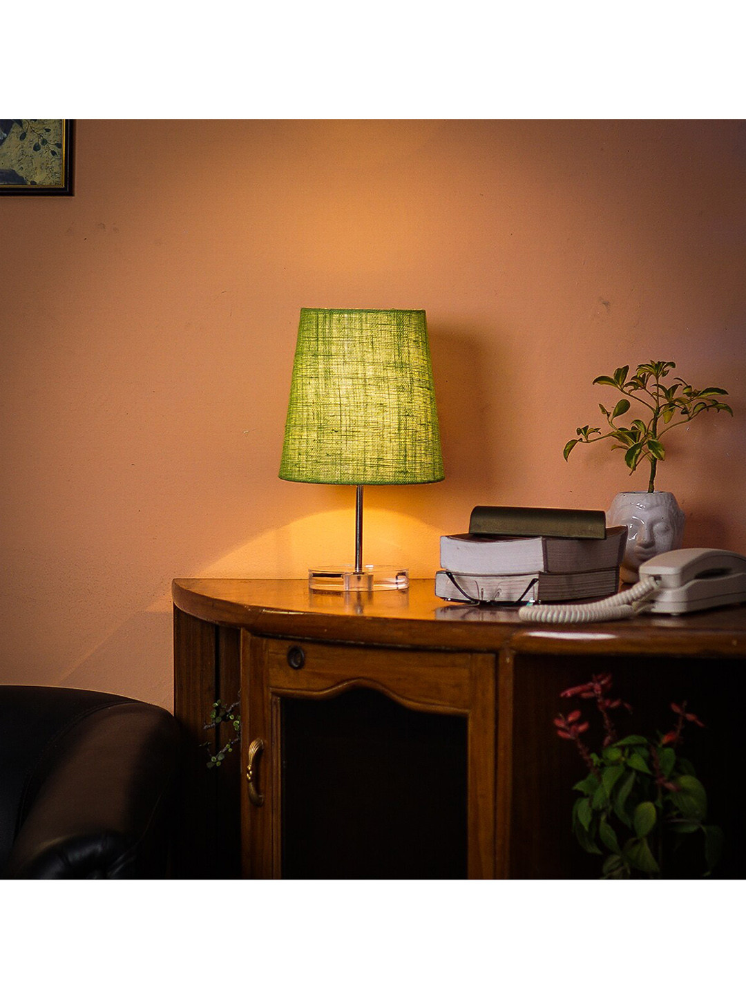 Buy Pinecraft INTERNATIONAL Transparent & Green Celeste Table Lamp With ...