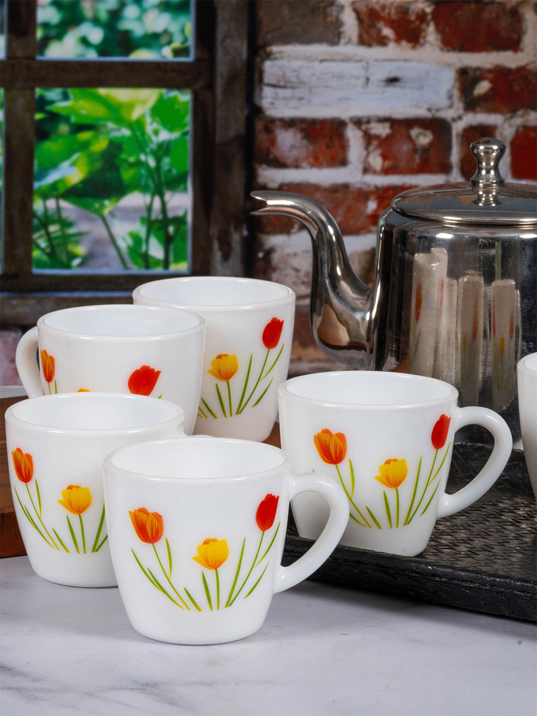 Buy Cello King Cup Set Of 6 Tulip Garden Opalware Cup Set - Cups And ...