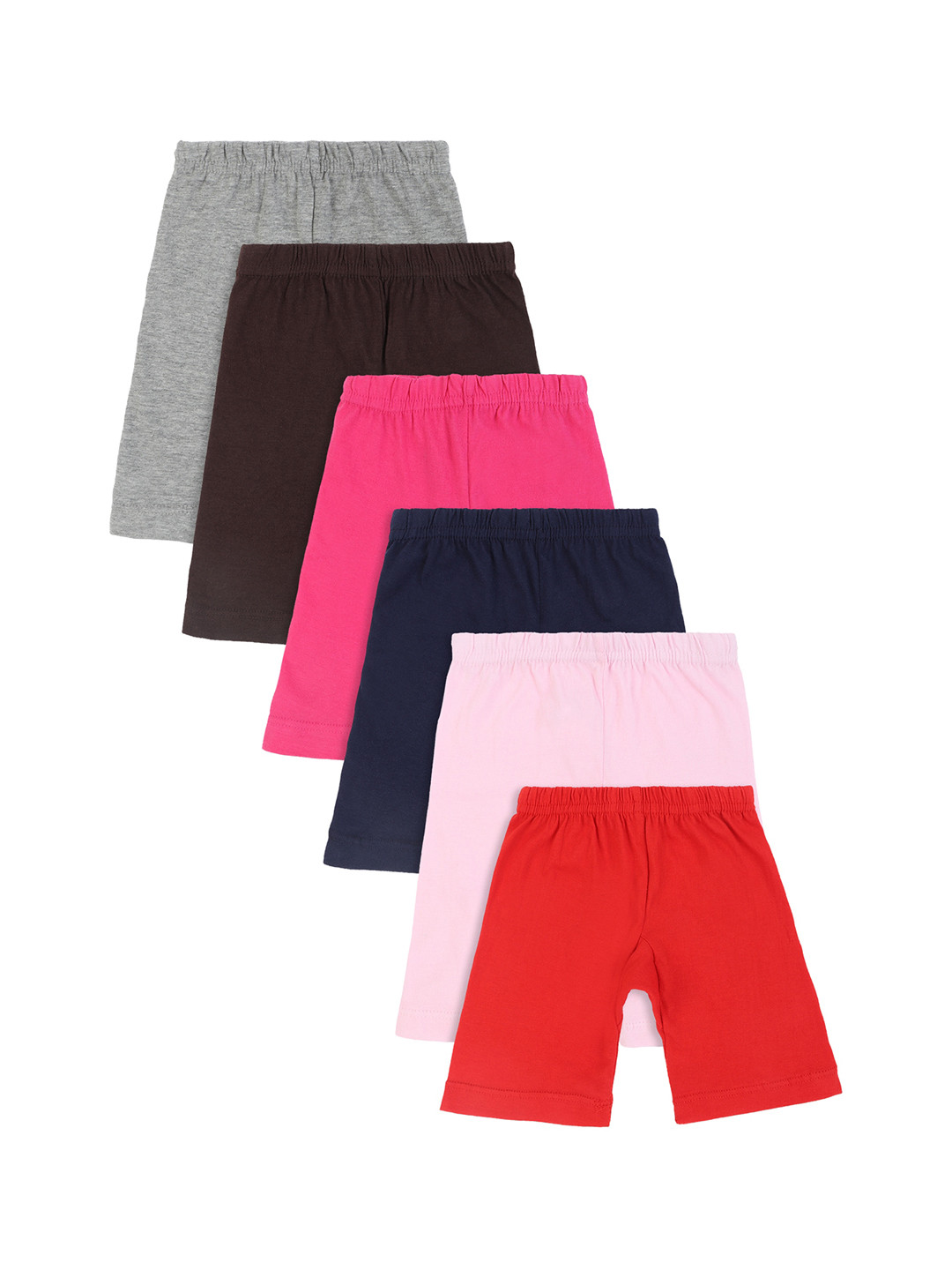 Buy Bodycare Kids Girls Pack Of 6 Assorted Solid Shorts - Shorts for ...