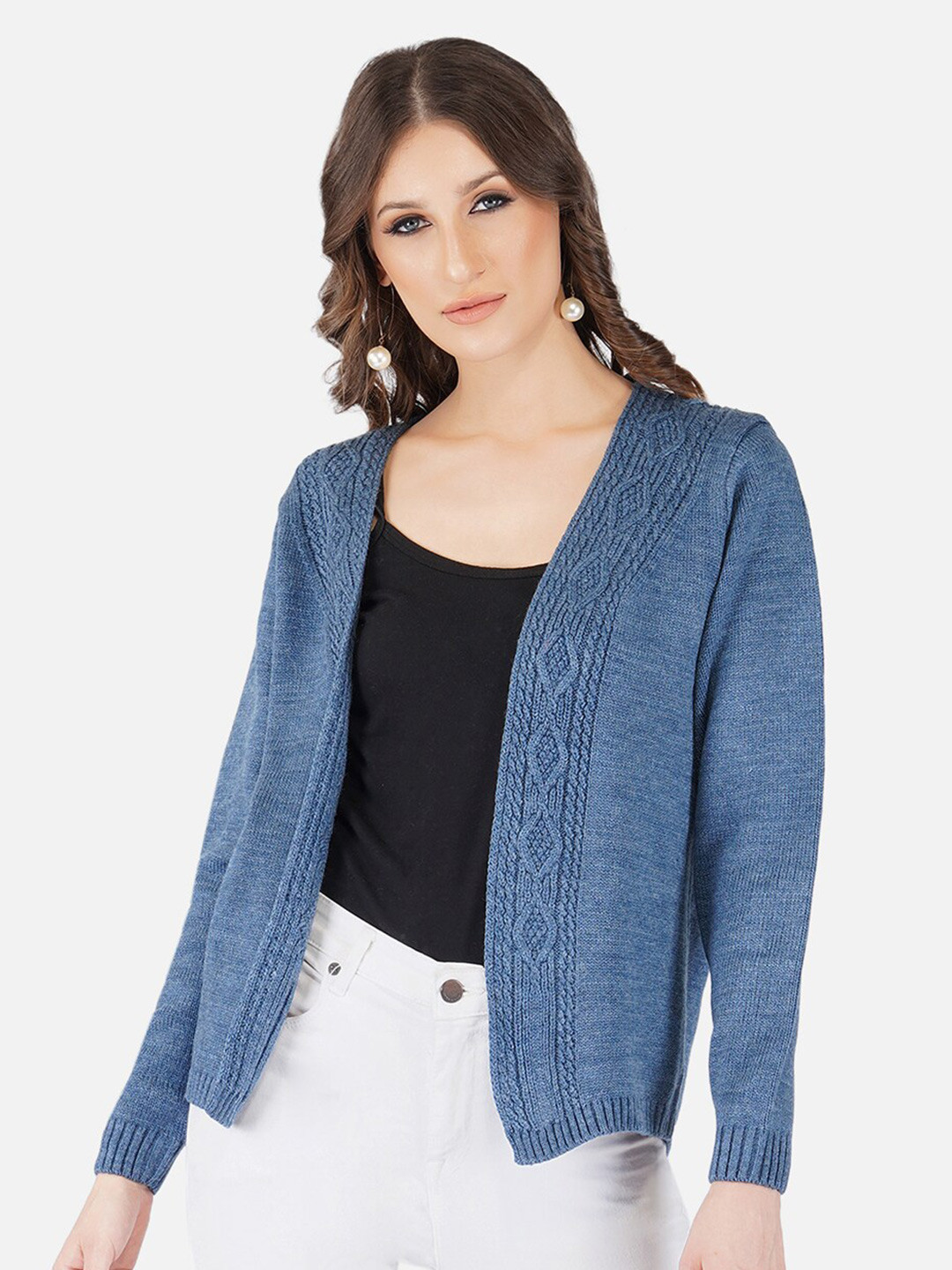 Buy JoE Hazel Women Blue Self Design Shrug - Shrug for Women 18411174 ...