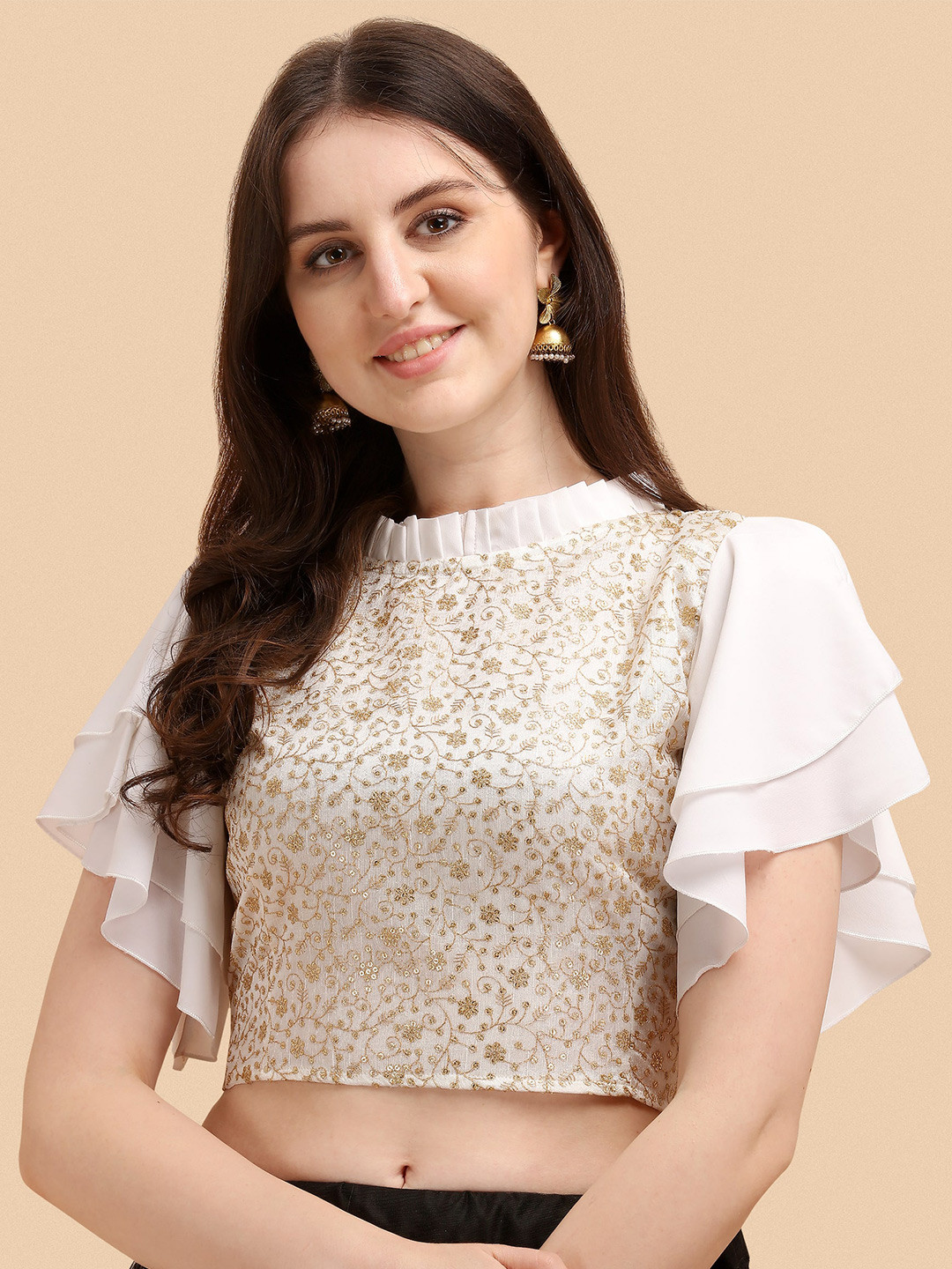 Buy Paralians White Floral Embellished Crop Top - Tops for Women ...