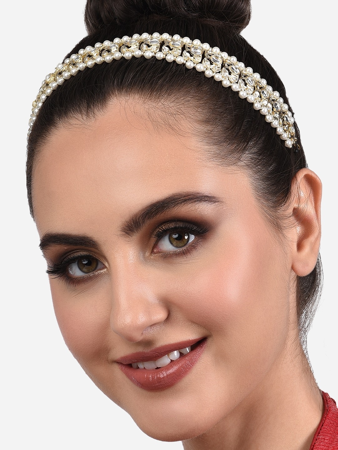 Buy Zaveri Pearls Women Gold Toned And White Pearl Embellished Hairband