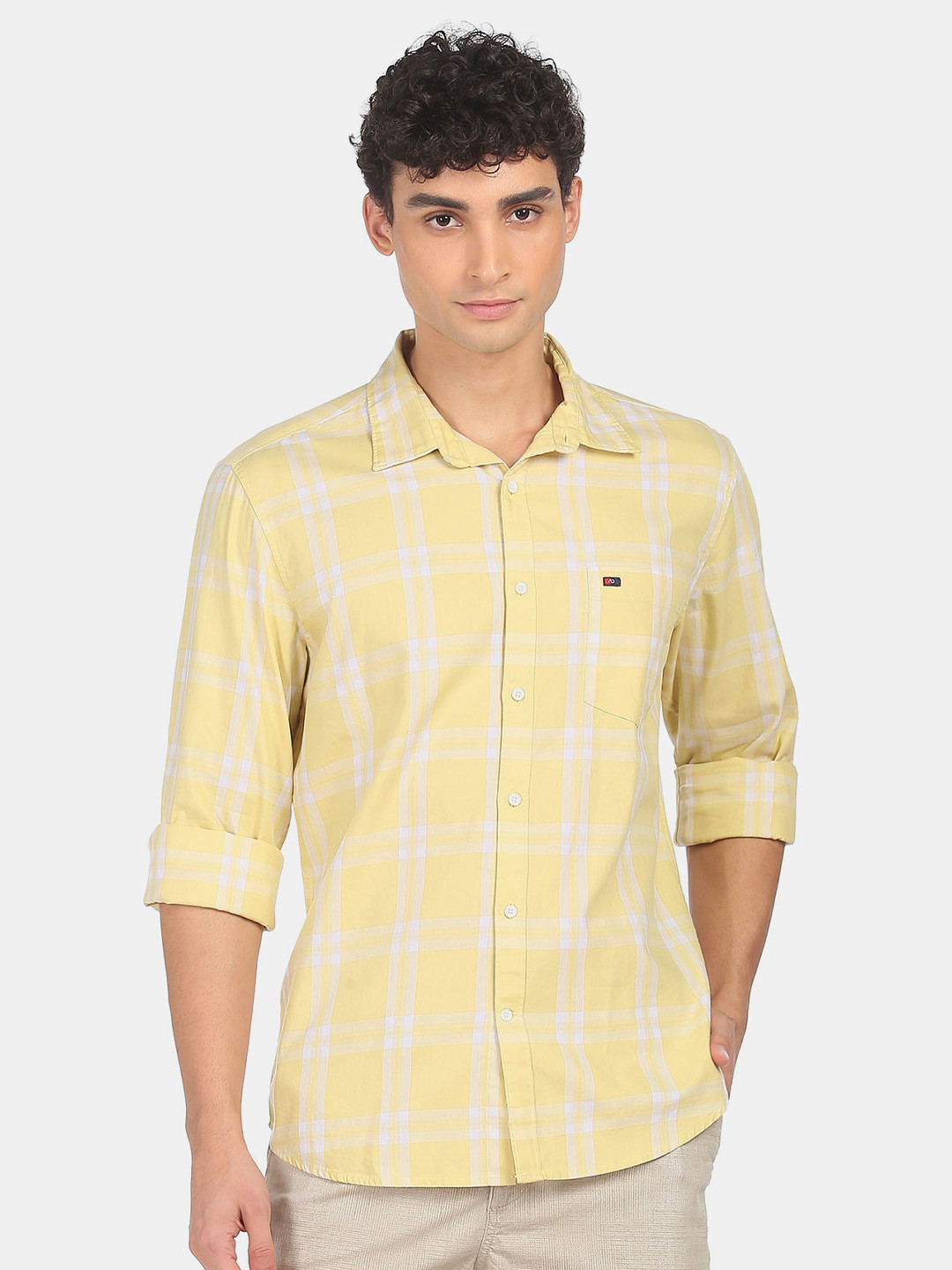 Buy AD By Arvind Men Yellow Slim Fit Casual Shirt - Shirts for Men ...