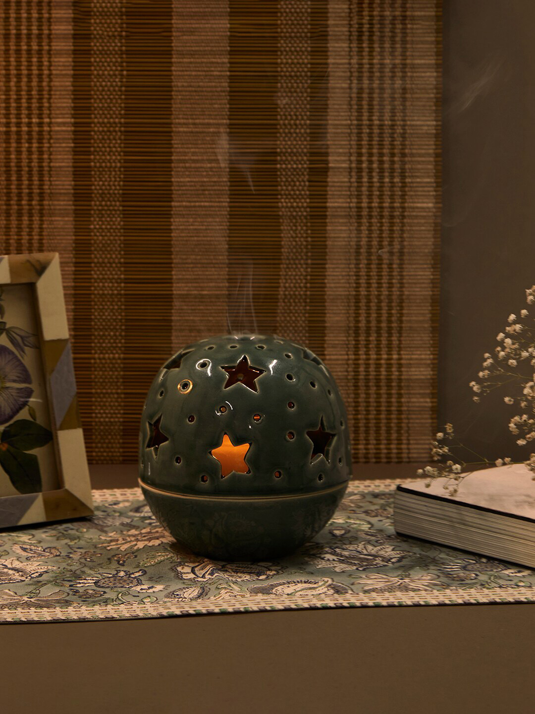 Buy Fabindia Teal Green Ceramic Aroma Diffuser - Aroma Oil Diffusers ...