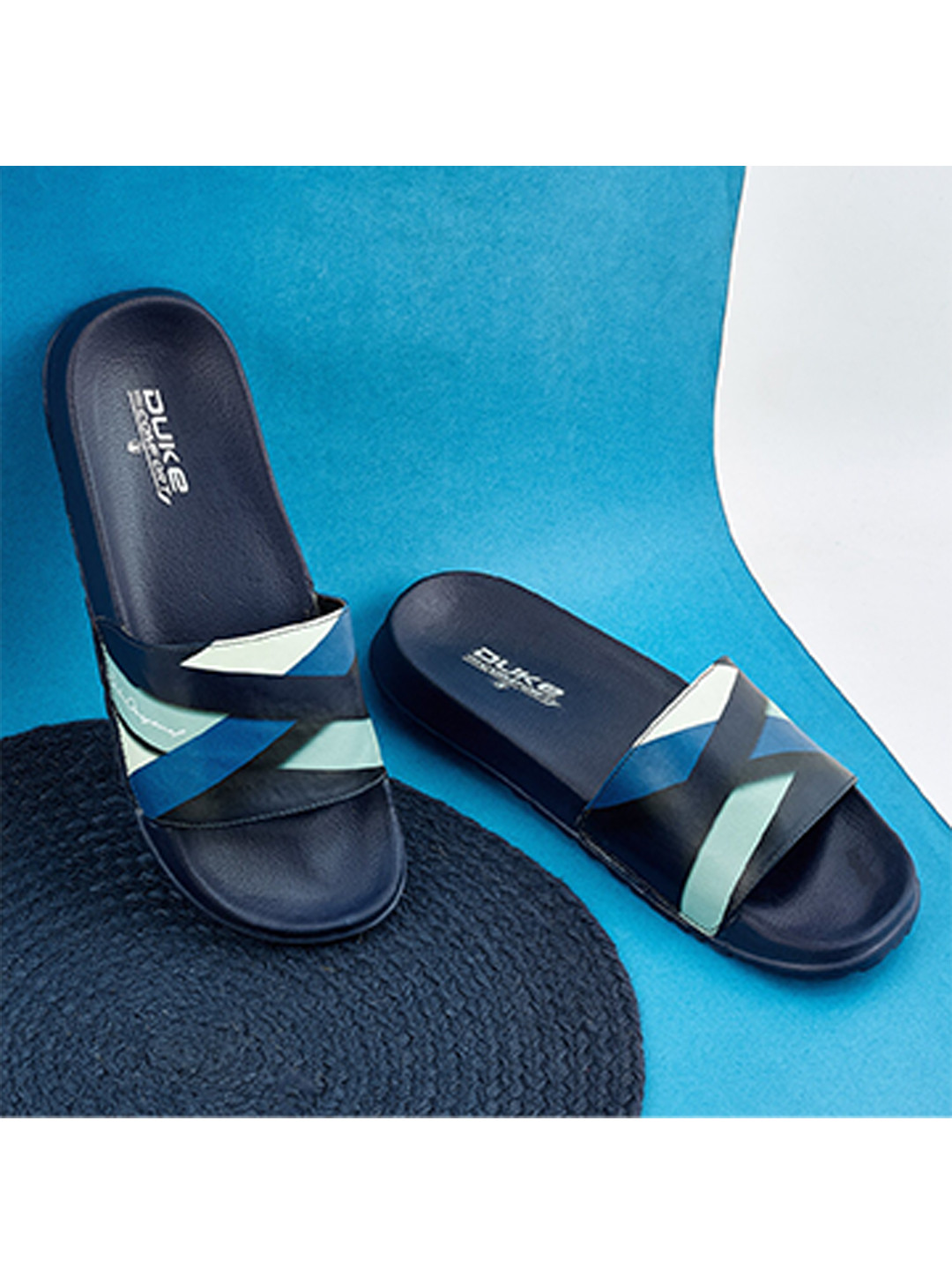 Buy Duke Men Navy Blue & White Printed Slip On Flip Flops - Flip Flops ...