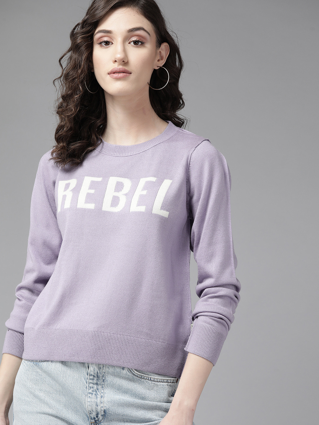 Buy The Roadster Lifestyle Co. Women Lavender Typography Pattern ...