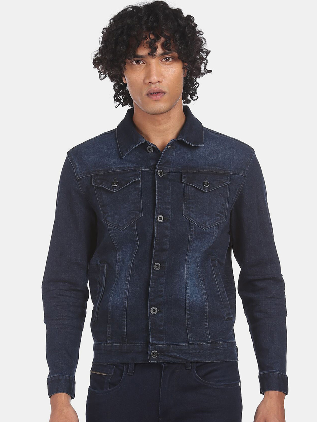 Buy Arrow New York Men Blue Washed Denim Jacket - Jackets for Men ...
