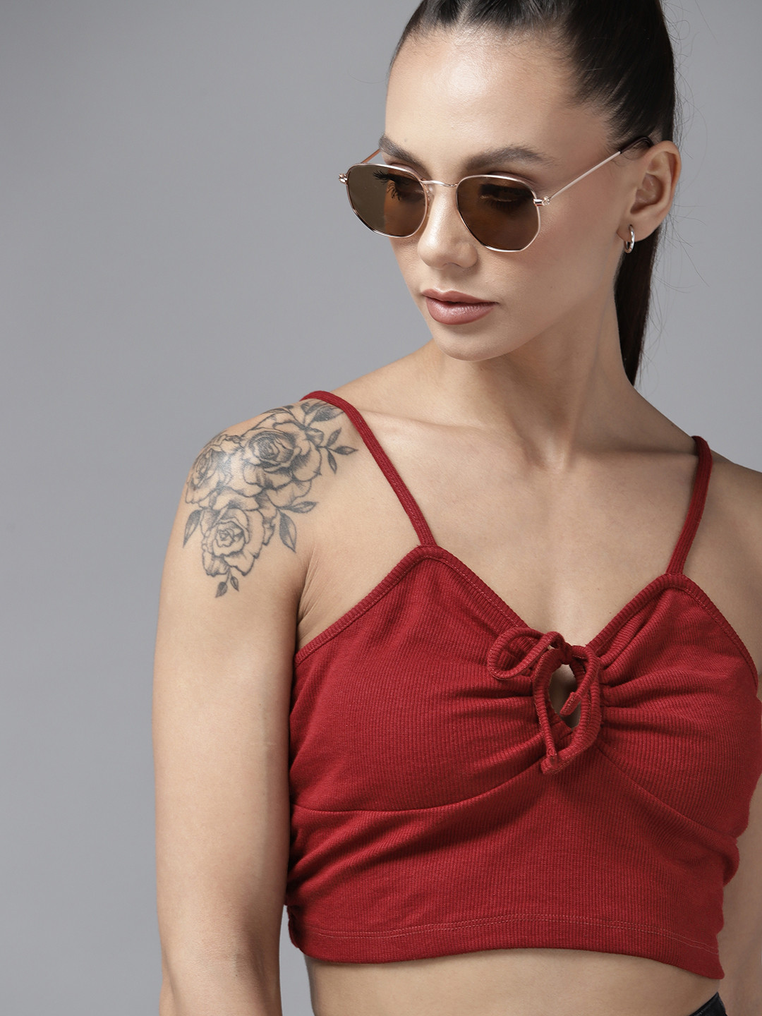Buy Roadster Red Shoulder Strap Crop Top - Tops for Women 18433010 | Myntra
