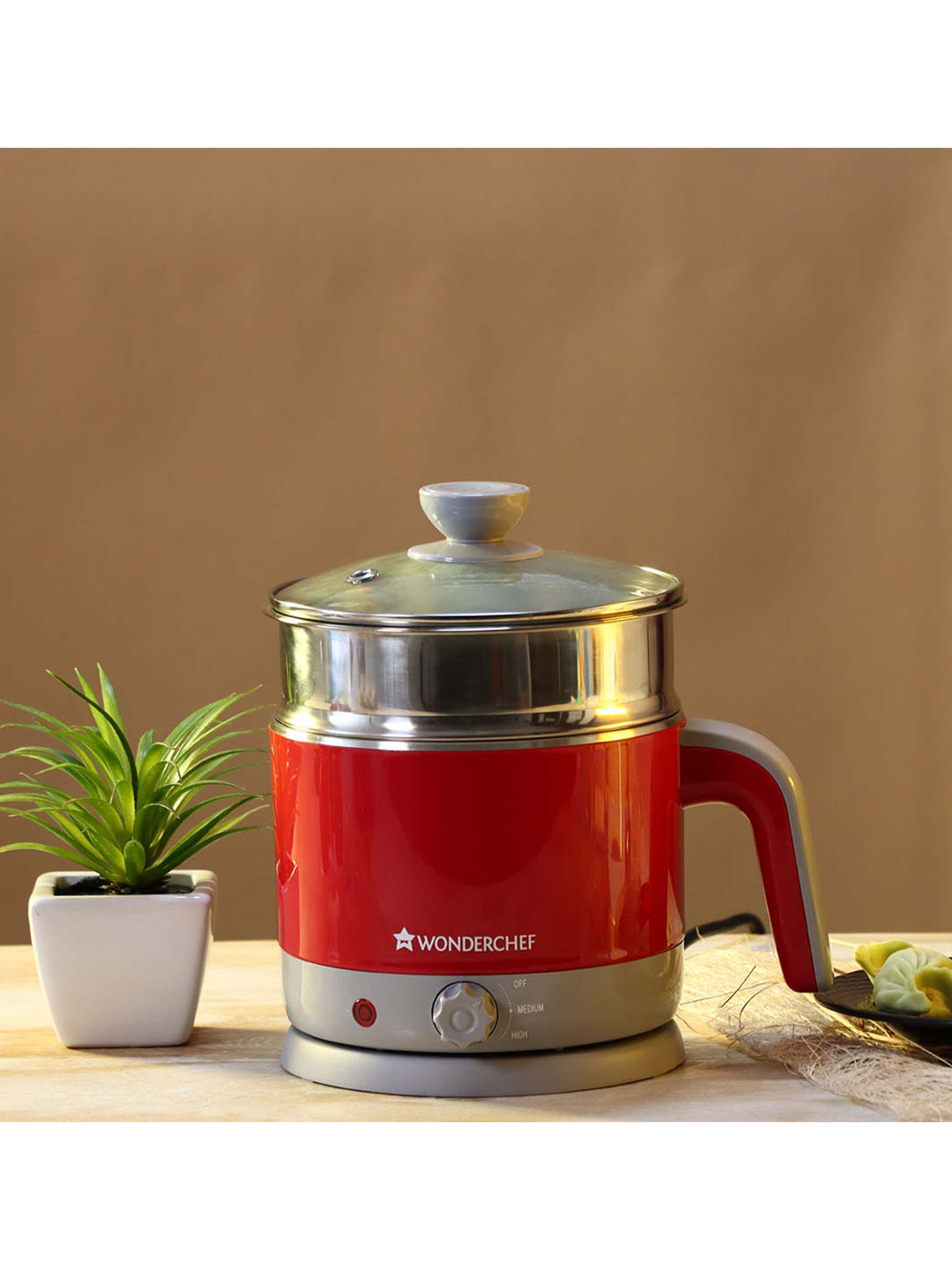 Buy Wonderchef Red LUXE Multicook Kettle 1.2 L - Electric Kettle for ...