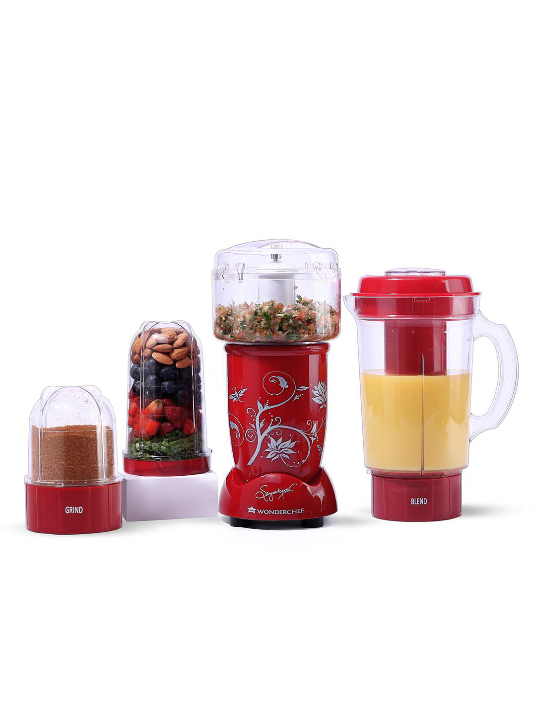 Buy Wonderchef Red Nutri Blend 4 Jar CKM Mixer Grinder Blender Chopper ...