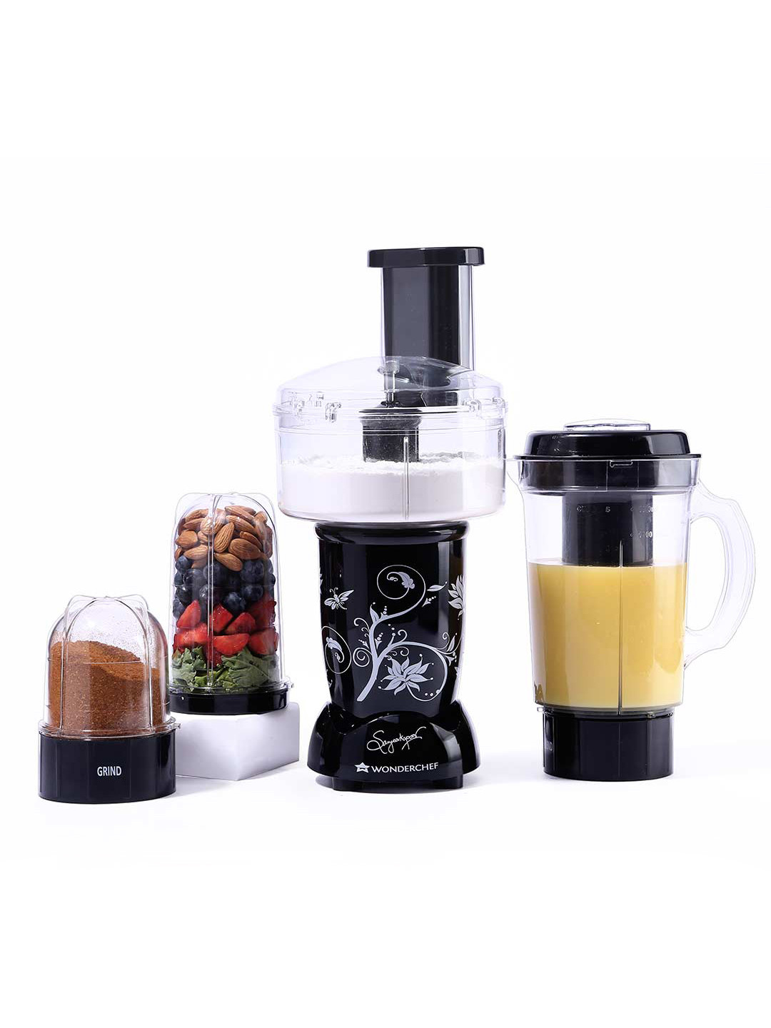 Buy Wonderchef Black 4 Jar Nutri Blend Compact Food Processor With Atta ...