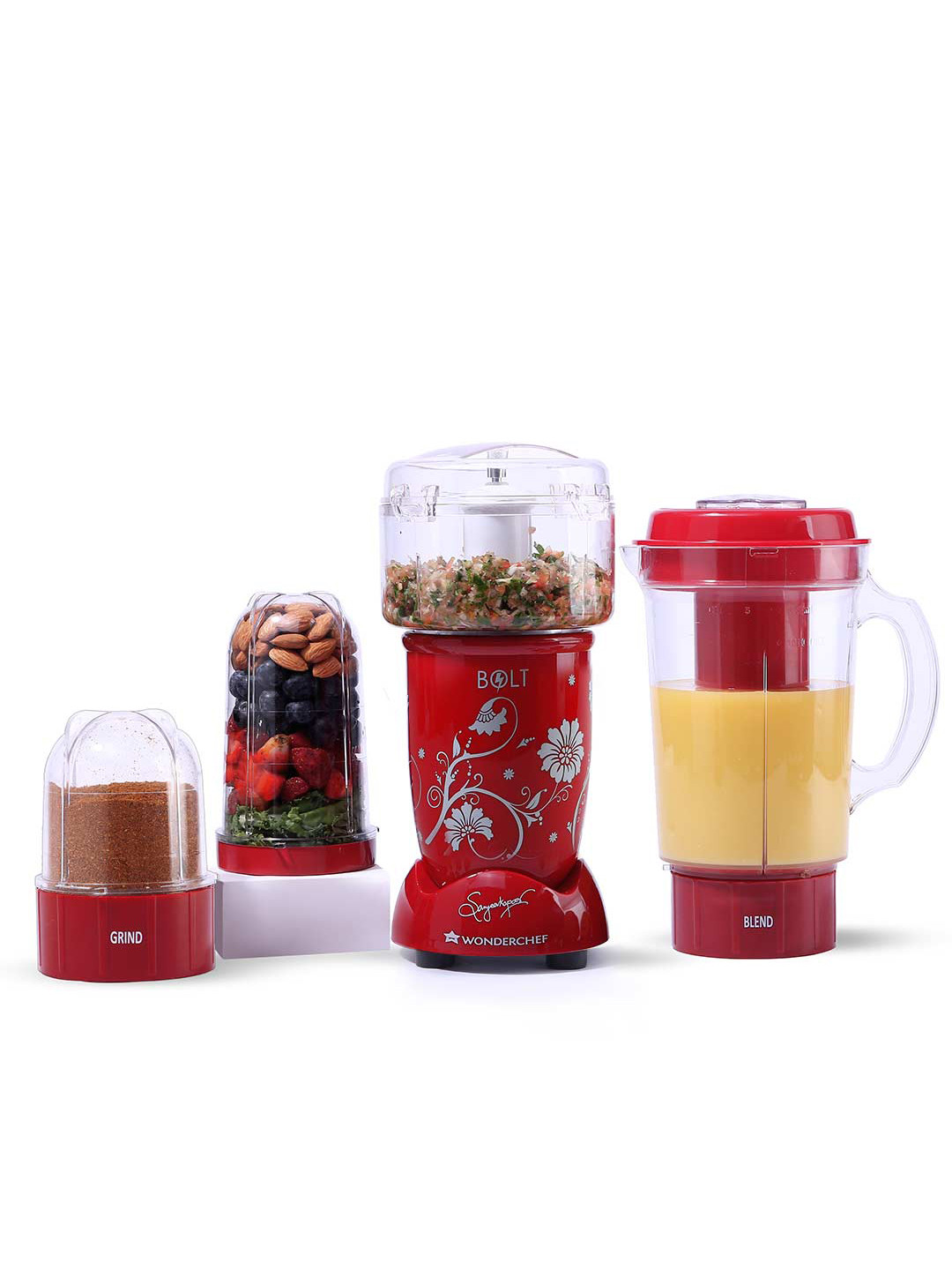 Buy Wonderchef Red 4 Jar Nutri Blend BOLT Complete Kitchen Machine 600 ...