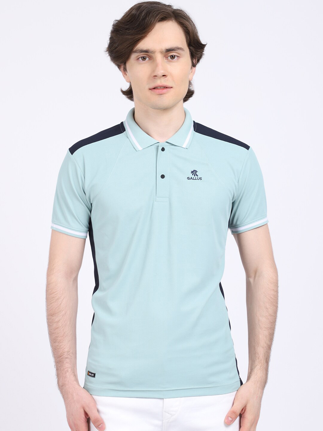 Buy Gallus Men Blue Polo Collar Dri FIT T Shirt - Tshirts for Men ...