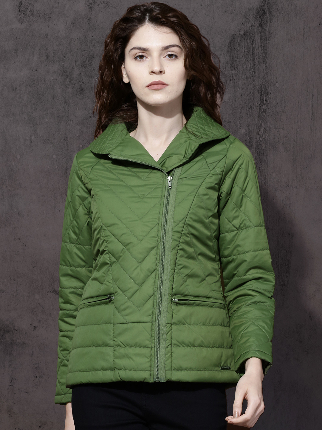 Buy Roadster Women Olive Green Solid Puffer Jacket - Jackets for Women 1845135 | Myntra