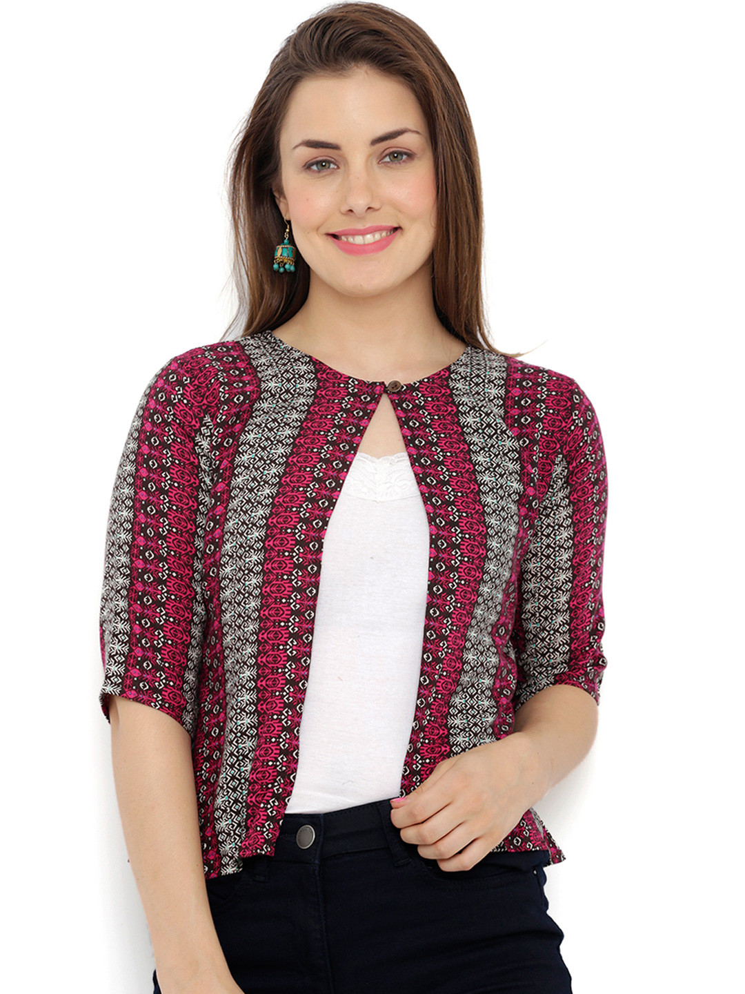 Buy Breya Pink Printed Shrug - Shrug for Women 1845682 | Myntra