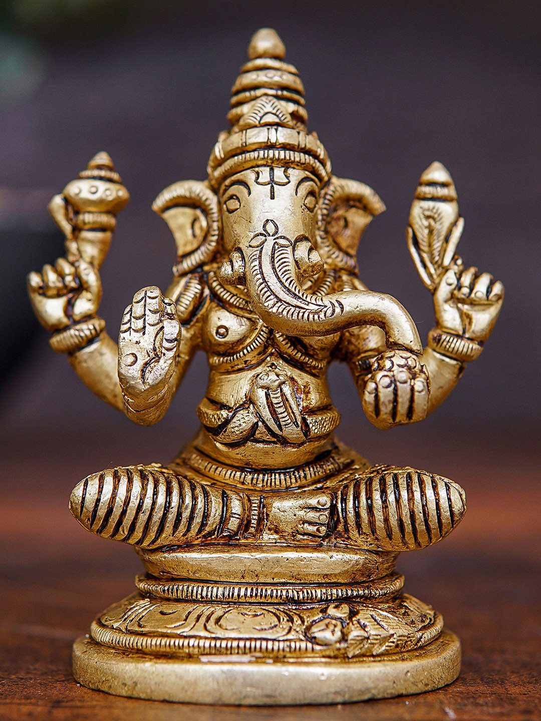 Buy StatueStudio Gold Toned Ganesha Idol Brass Showpieces - Showpieces ...