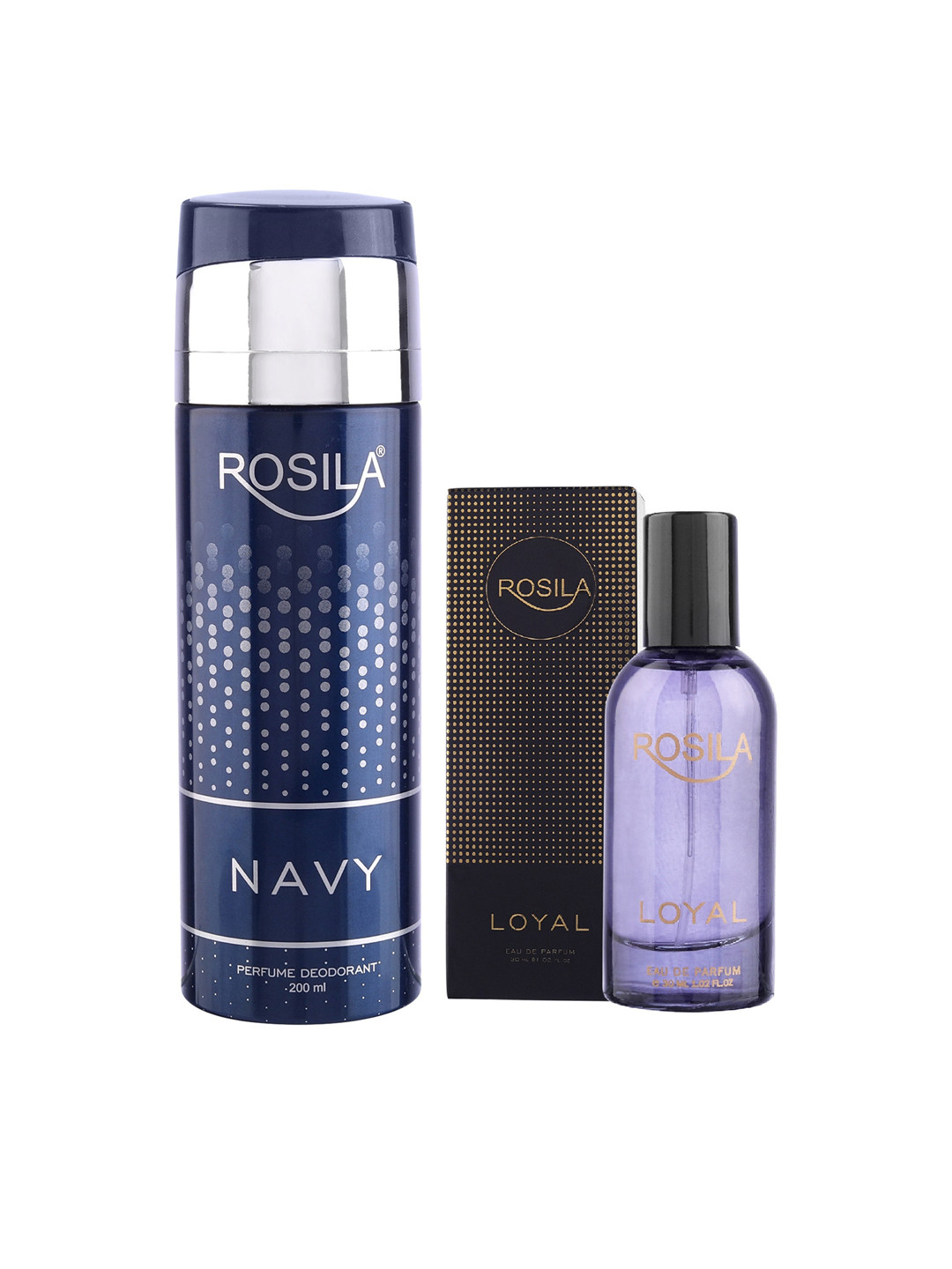 Buy ROSILA Set Of Loyal Eau De Parfum 30 Ml & Navy Deodorant 200 Ml ...
