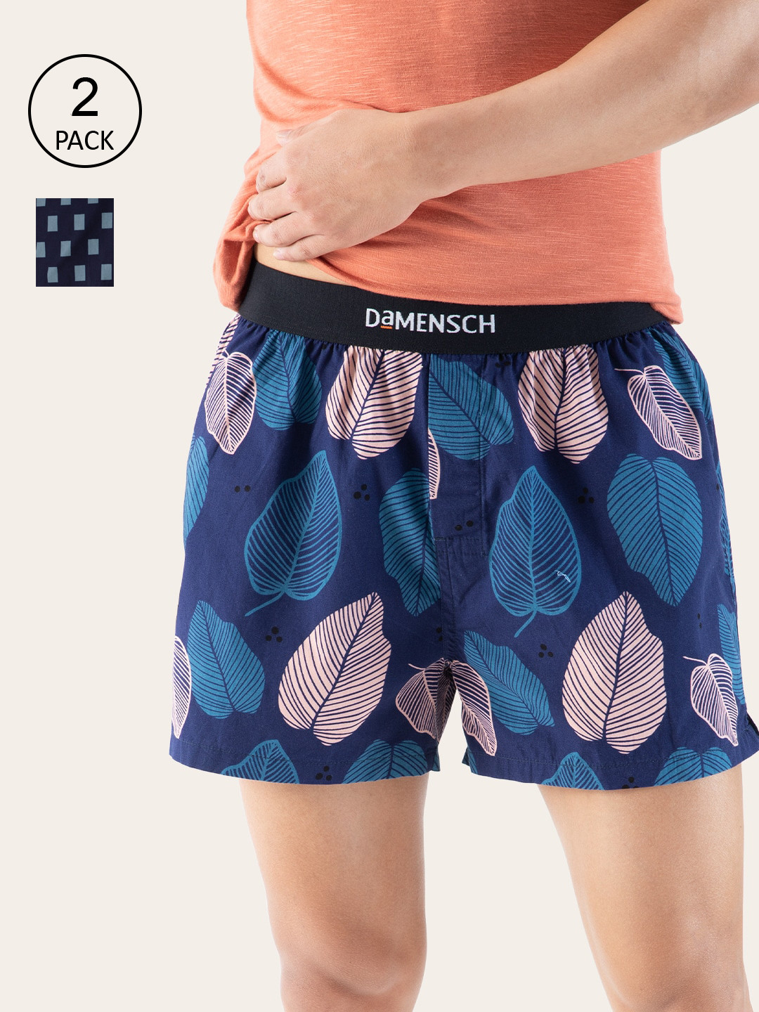 Buy DAMENSCH Men Pack Of 2 Assorted Ultra Light Cotton Regular Fit ...