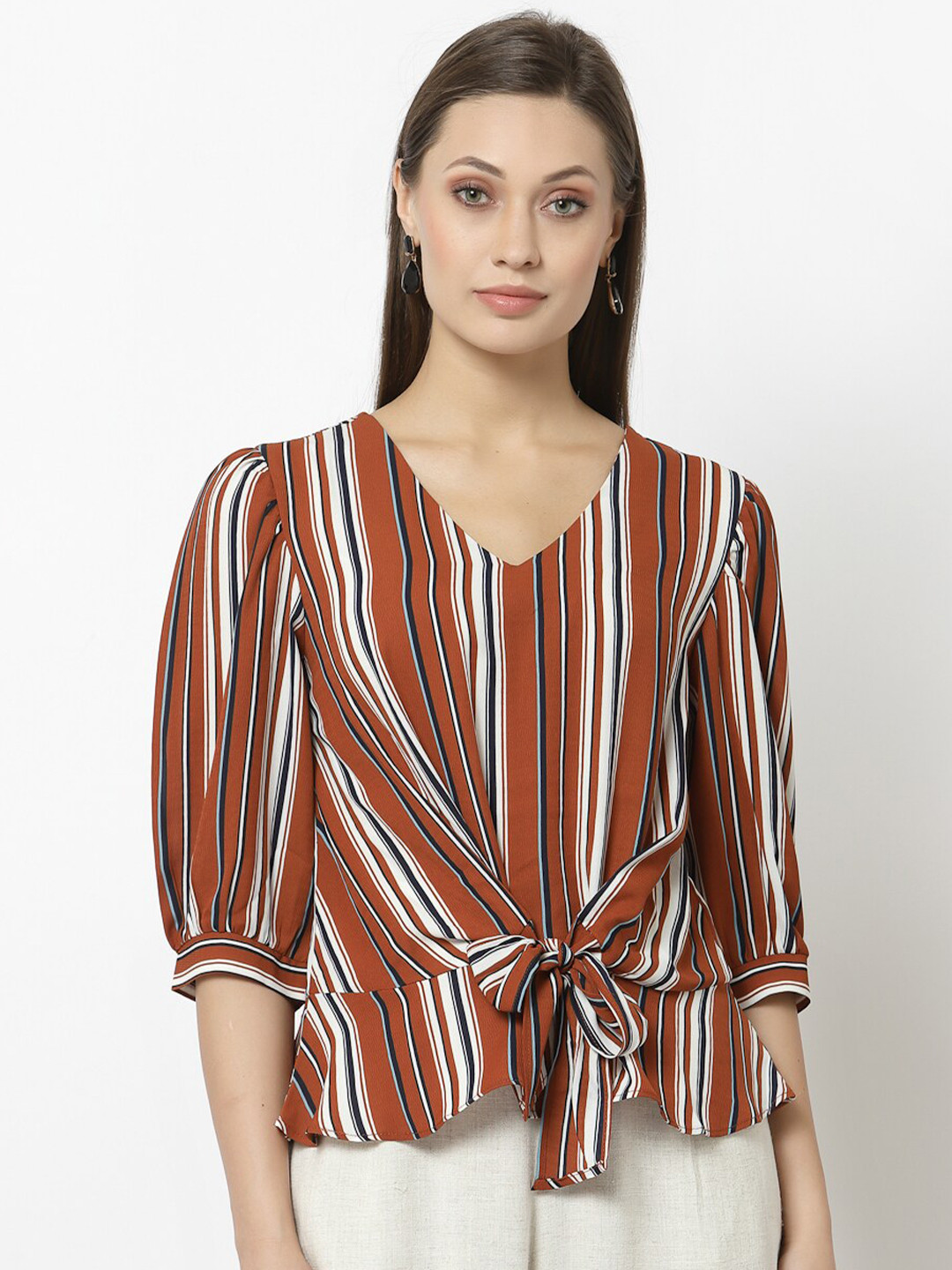 Buy Gipsy Orange Striped Top - Tops for Women 18465448 | Myntra