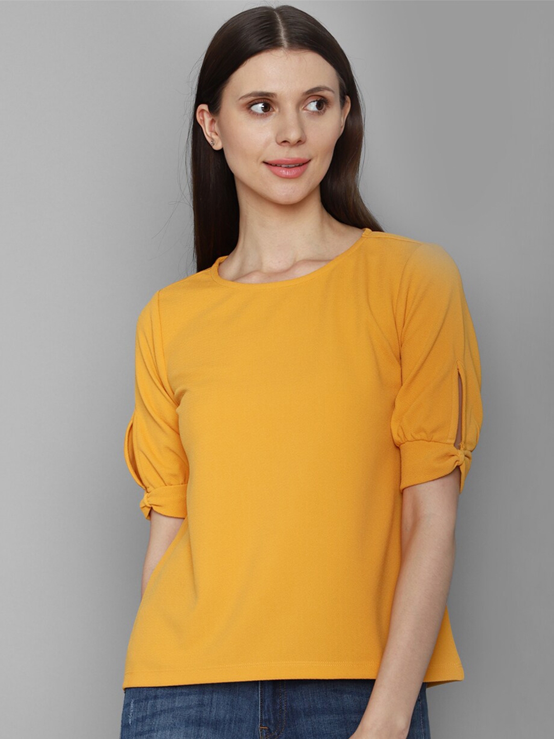 Buy Allen Solly Woman Women Yellow Solid Top Tops For Women 18465698