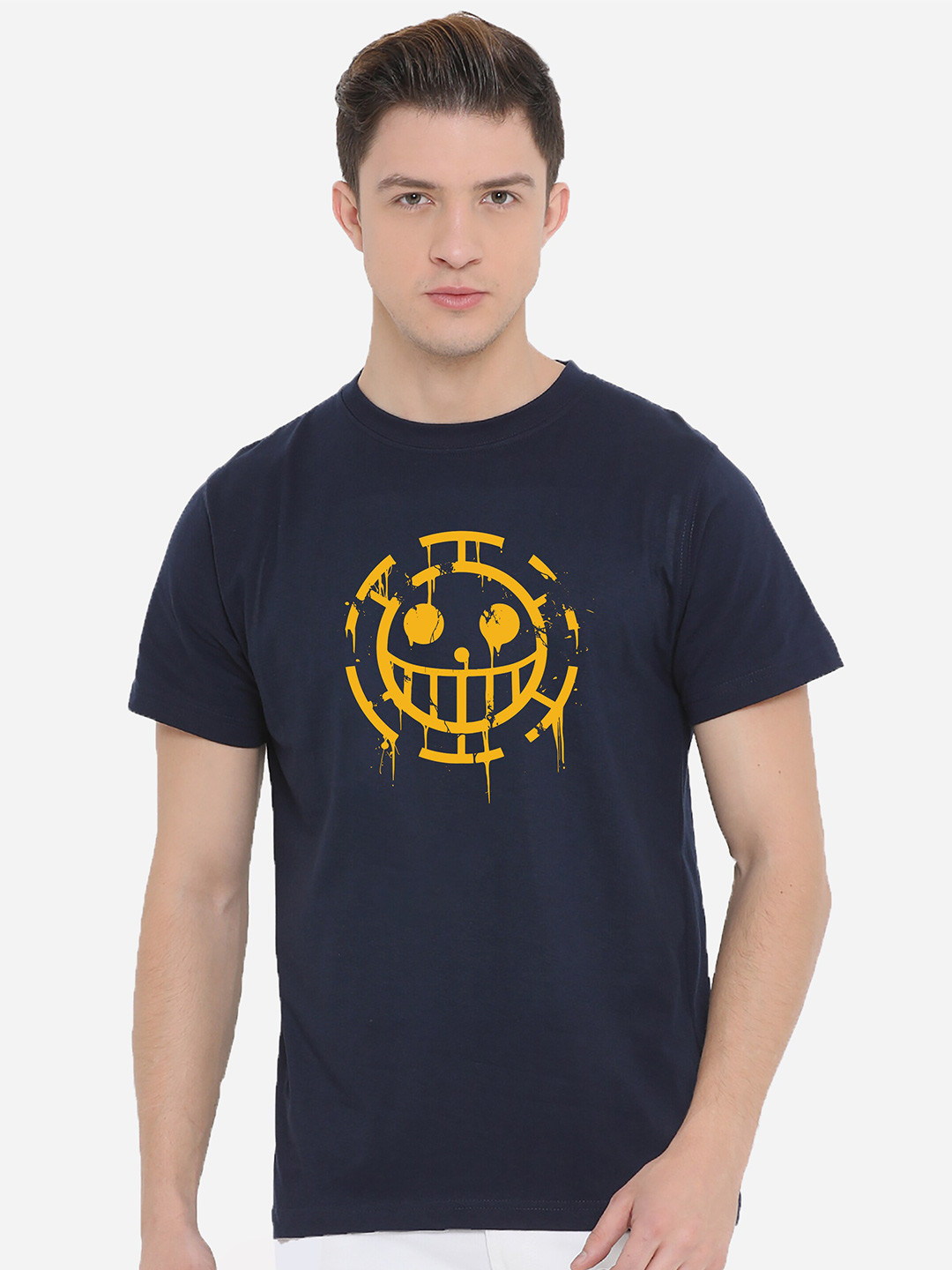 Buy Fully Filmy Men Navy Blue Graphic Printed Cotton T Shirt - Tshirts ...