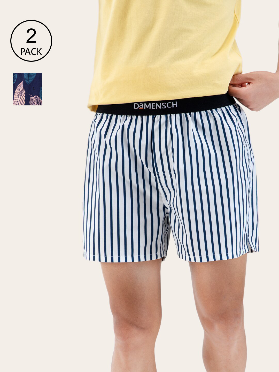 Buy DaMENSCH Men Pack Of 2 Printed Ultra Light Cotton Regular Fit Inner ...