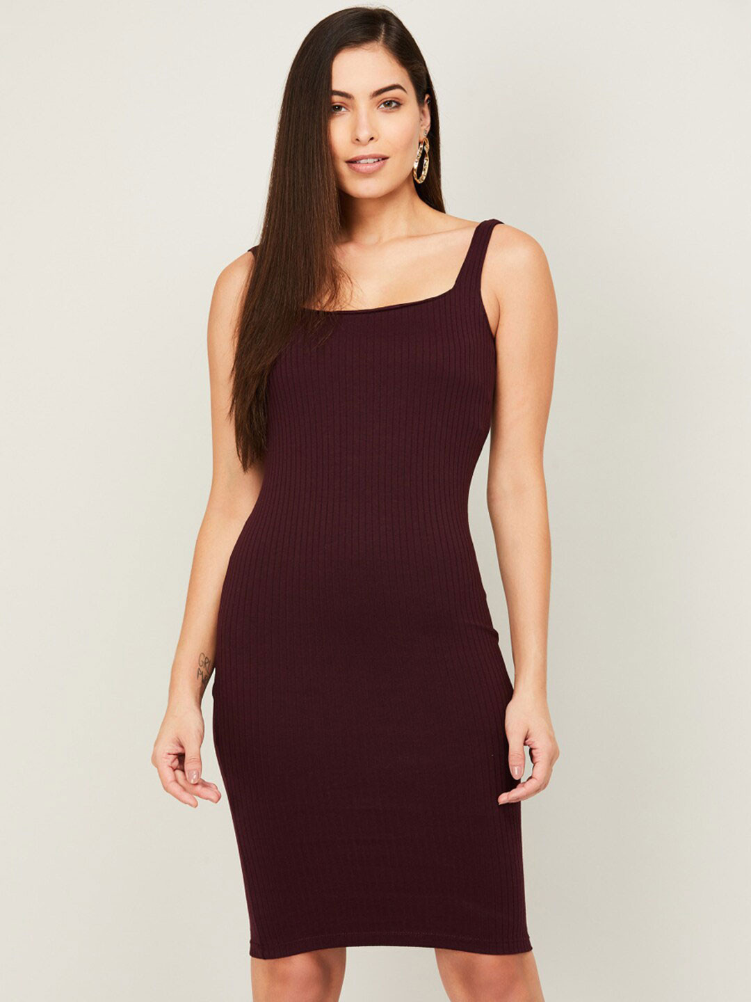 Buy CODE By Lifestyle Red & Dark Sienna Bodycon Dress - Dresses for ...
