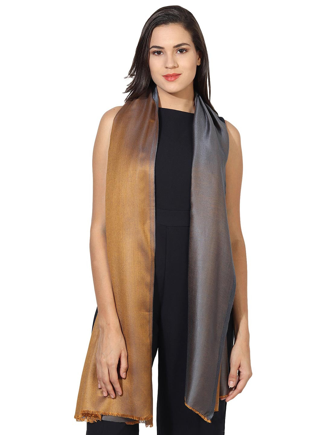 Buy MUFFLY Women Brown & Grey Stole - Stoles for Women 18480528 | Myntra
