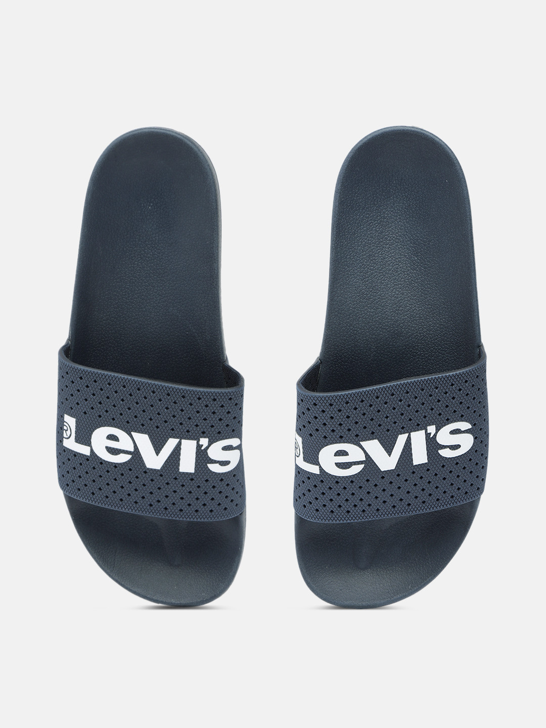 Buy Levis Men Navy Blue Printed June Perf Sliders - Flip Flops for Men ...