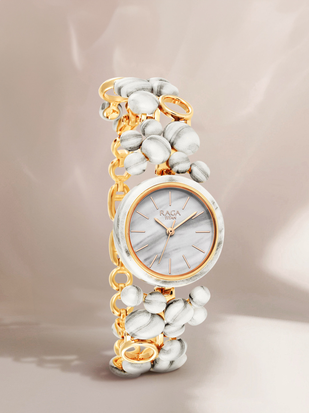 Buy Titan Women White Brass Dial & Ceramic Bracelet Style Straps ...