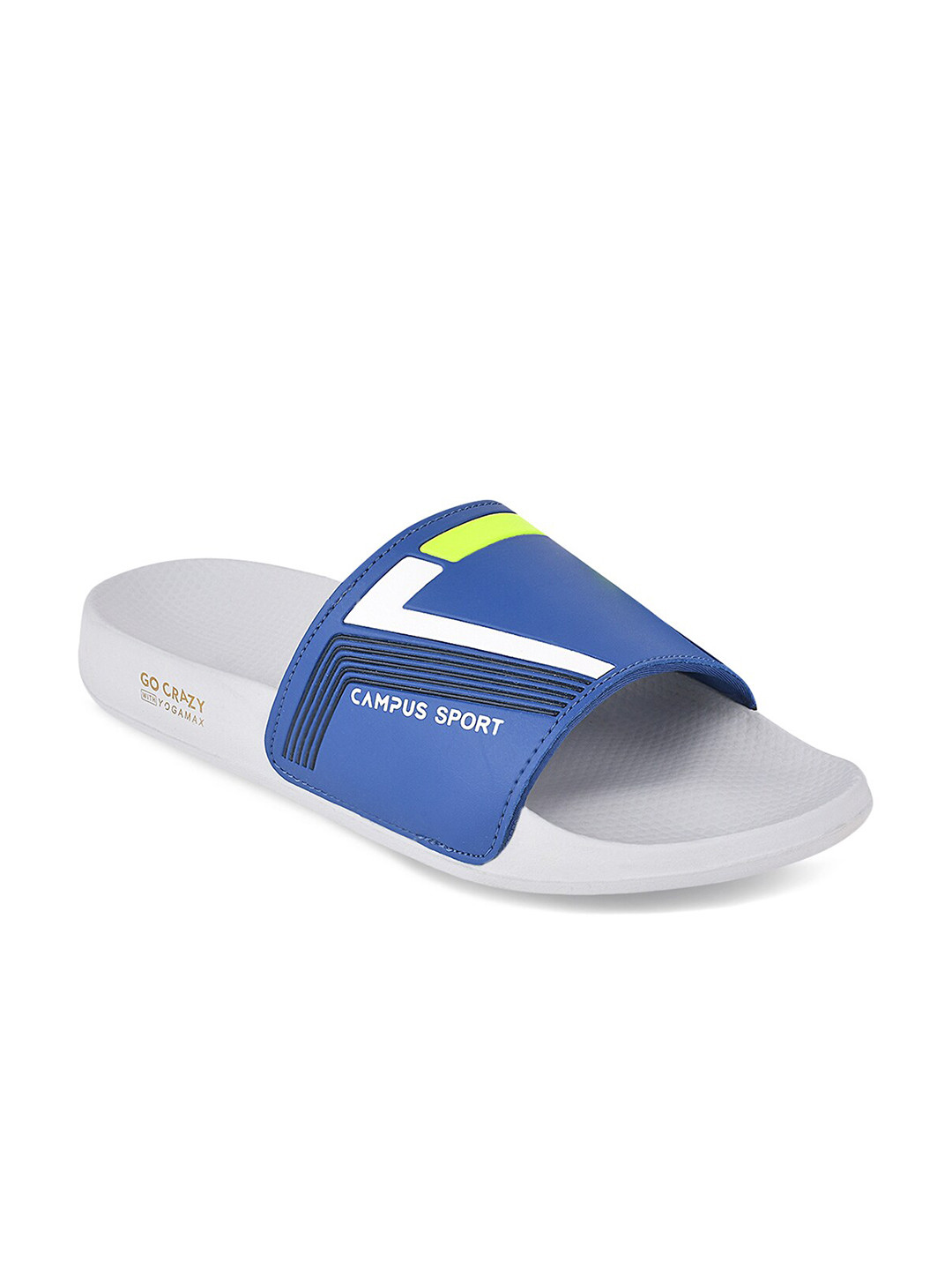 Buy Campus Men Grey & Blue Printed Rubber Sliders - Flip Flops for Men ...