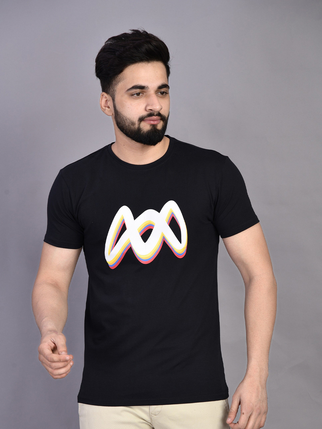Buy MUWIN Men Black Brand Logo Organic Cotton T Shirt - Tshirts for Men ...