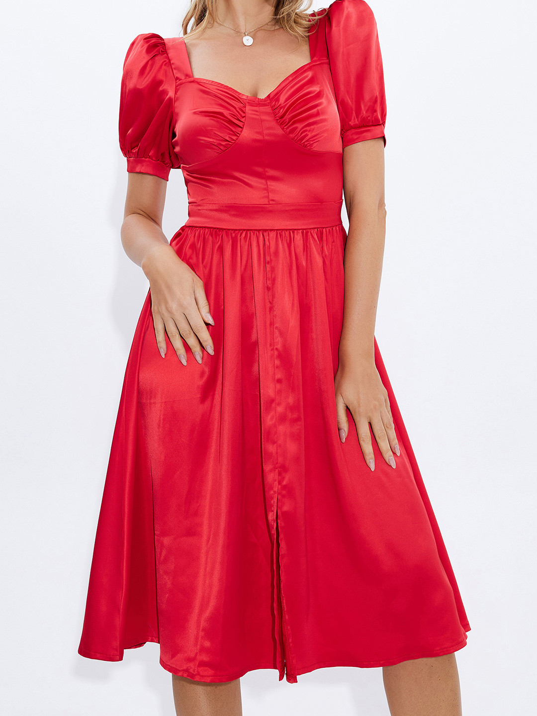 Buy URBANIC Red Solid Fit & Flare Dress - Dresses for Women 18501036 ...