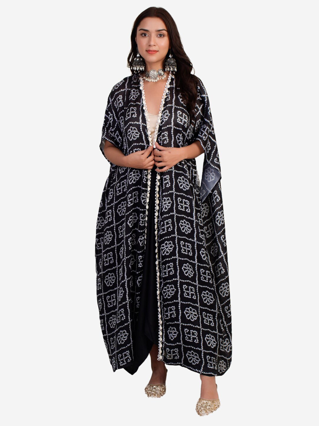 Buy Alaya By Stage3 Women Black & White Printed Ethnic Shrug - Shrug ...