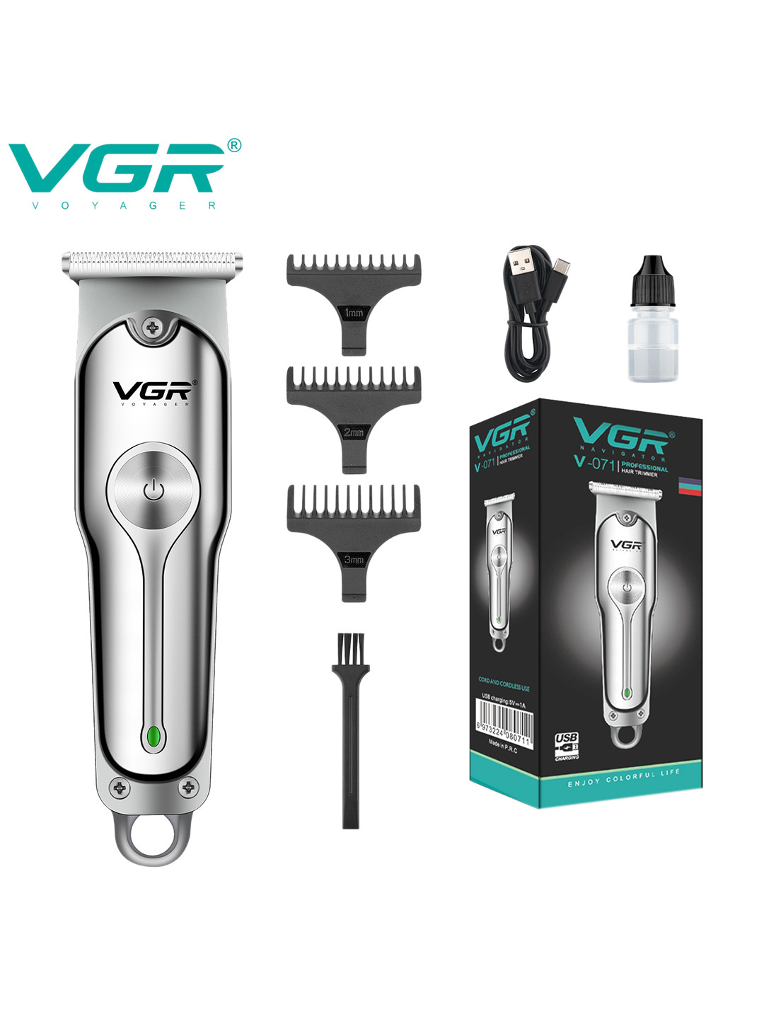 Buy VGR Men V 071 Corded & Cordless Hair & Beard Trimmer Silver Toned ...