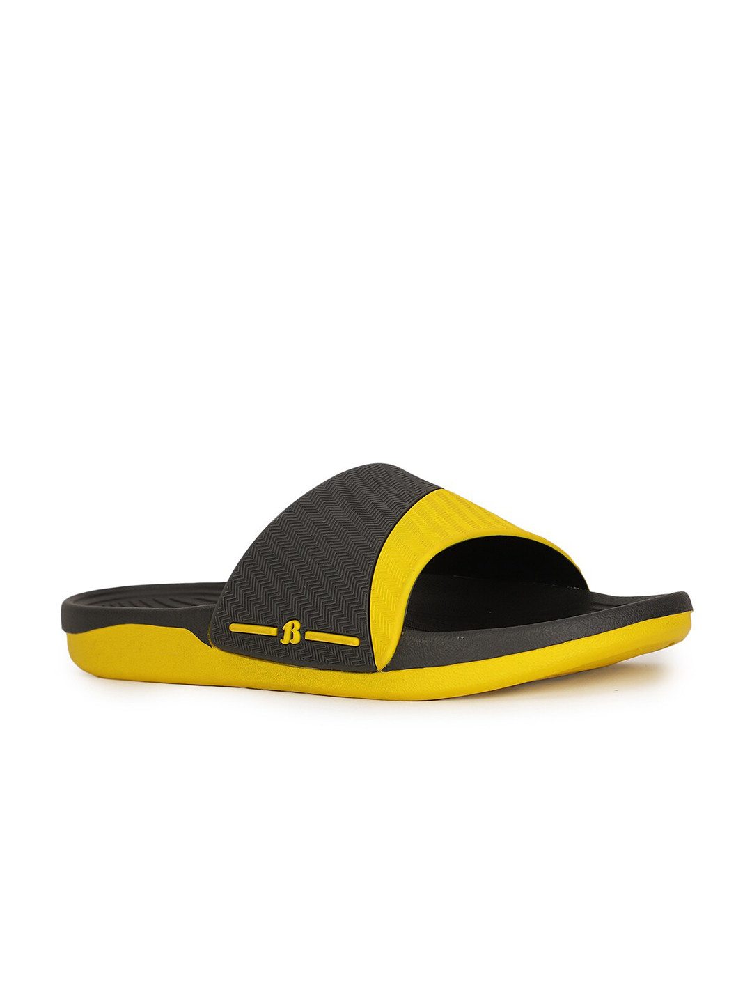 Buy Bata Men Yellow & Black Sliders - Flip Flops for Men 18504718 | Myntra