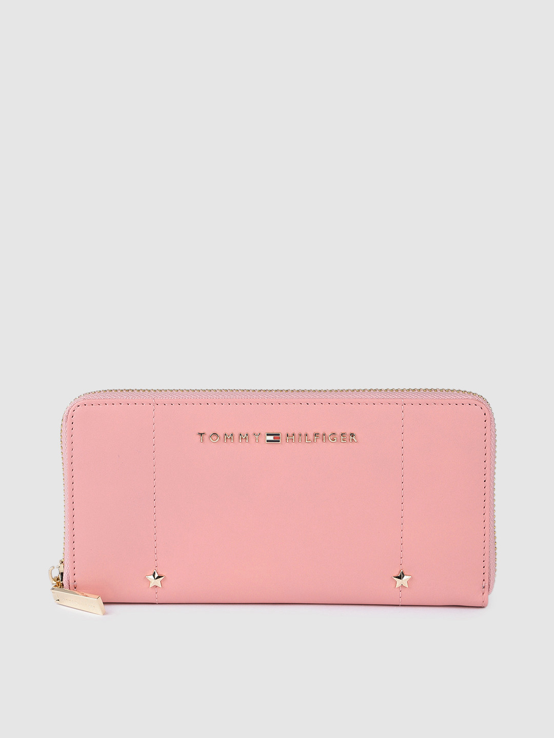Buy Tommy Hilfiger Women Pink Solid Applique Leather Zip Around Wallet ...