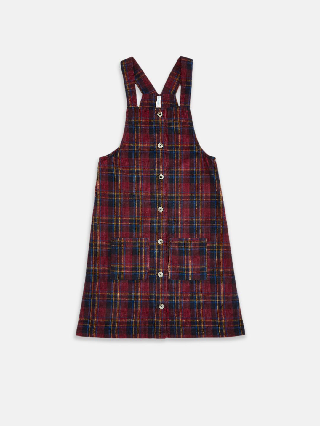 Buy Pantaloons Junior Navy Blue Checked Pinafore Dress - Dresses for ...