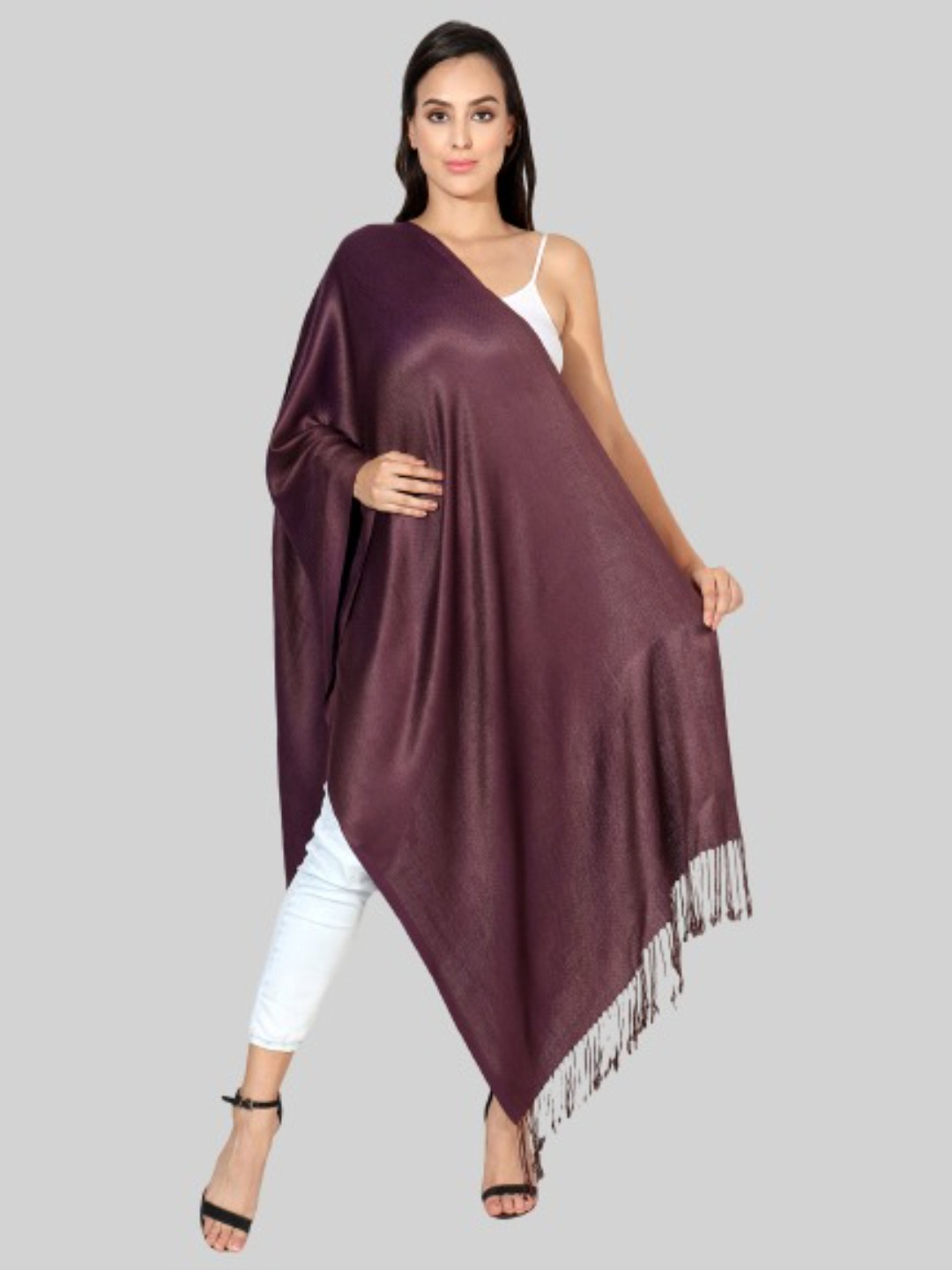 Buy MUFFLY Women Burgundy & Gold Toned Woven Design Stole - Stoles for ...