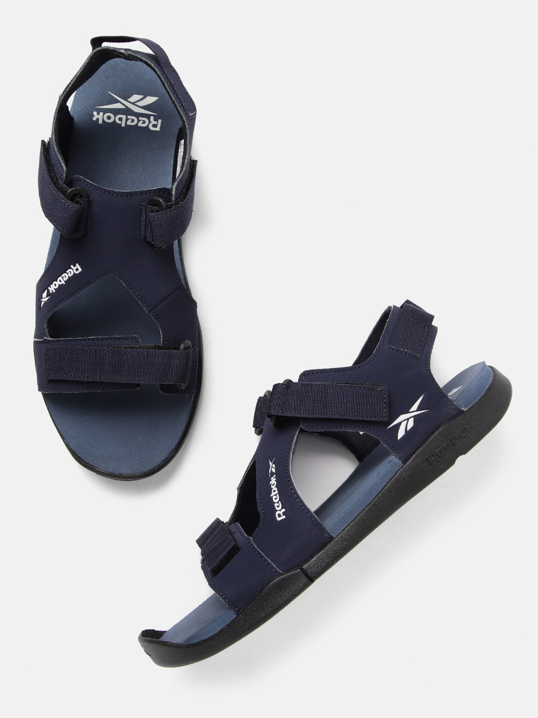 Buy Reebok Men Navy Blue Brand Logo Print Ezra Sports Sandals - Sandals ...