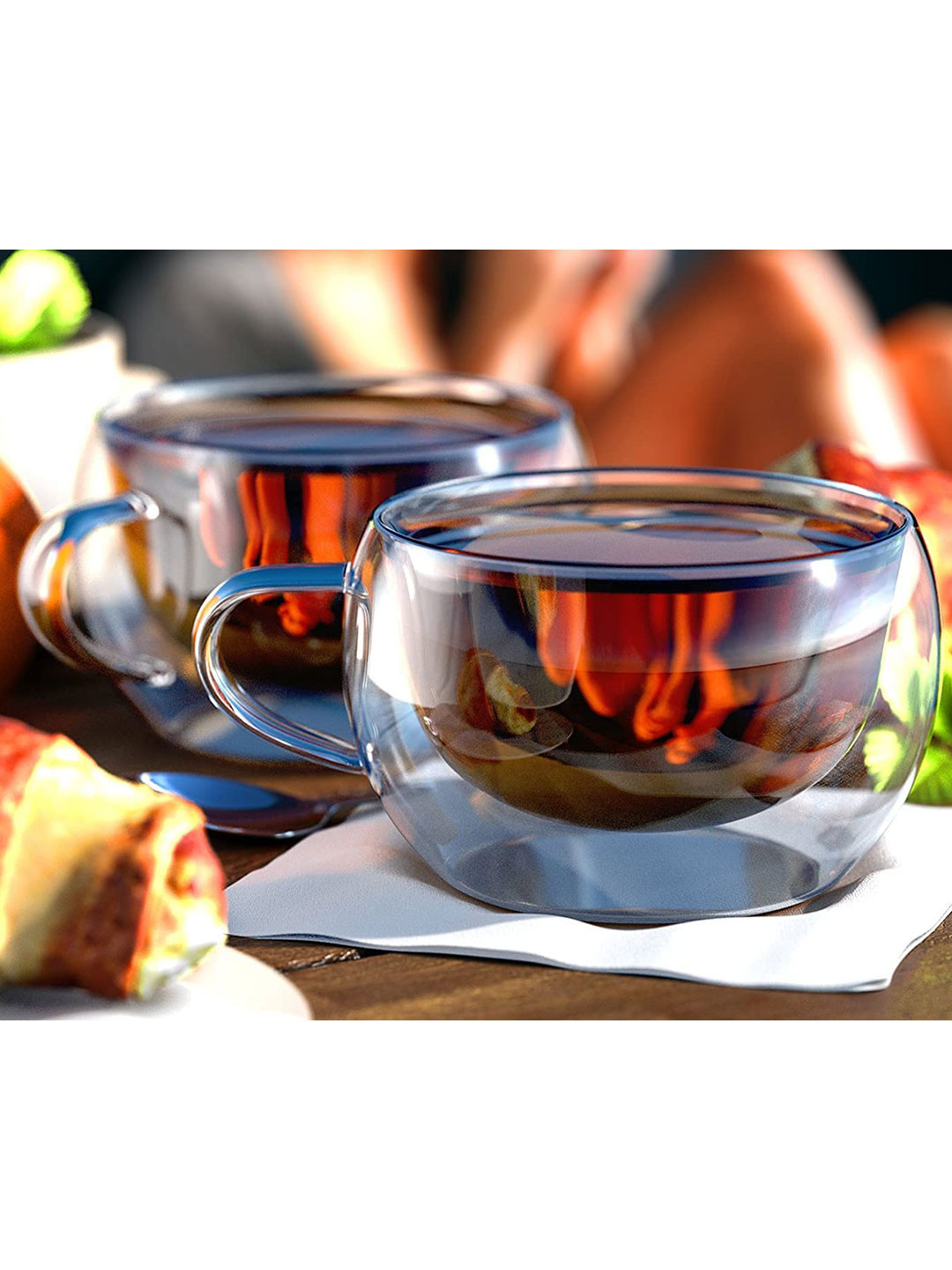 Buy Femora Set Of 4 Transparent Solid Double Wall Glass Transparent ...