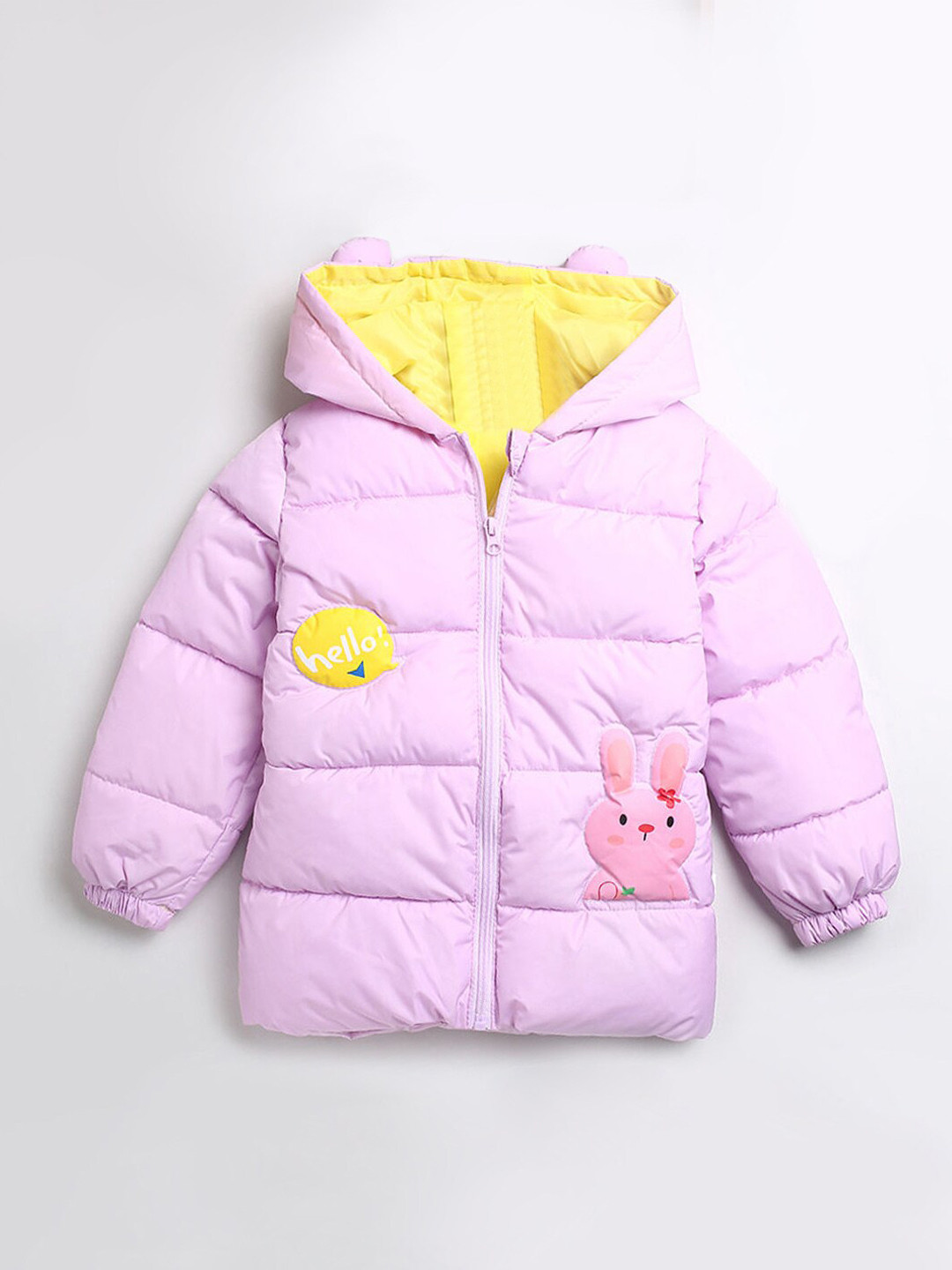 Buy Hopscotch Girls Purple Colourblocked Puffer Jacket With Patchwork ...