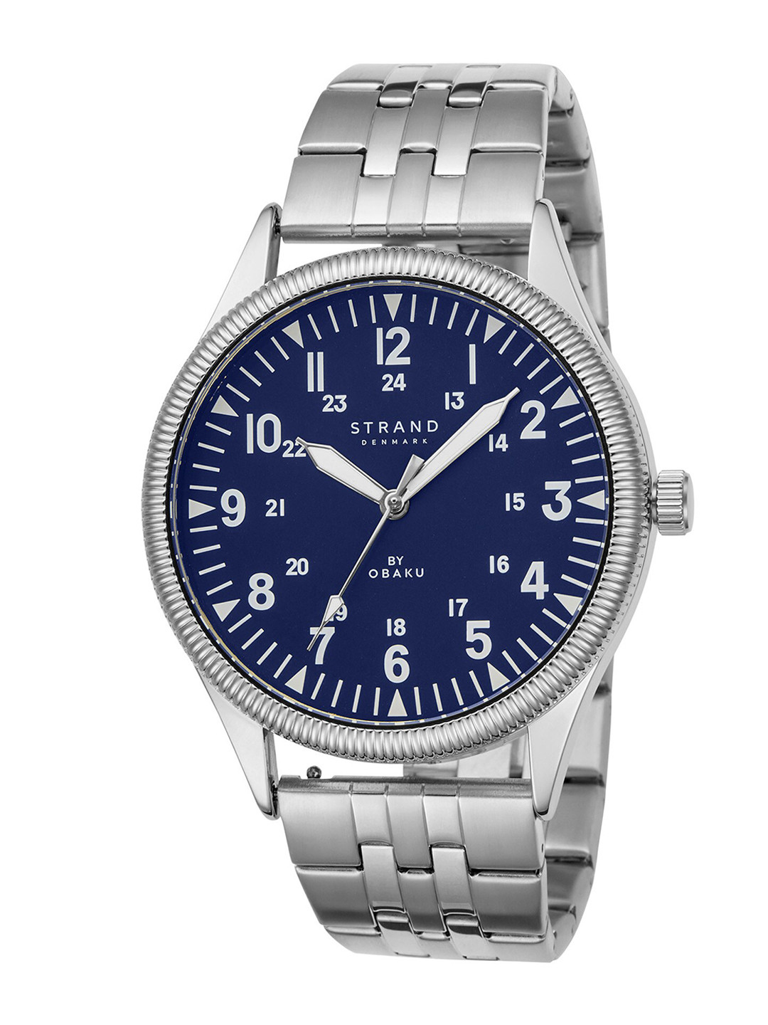 Buy STRAND BY OBAKU Men Blue Brass Embellished Dial & Silver Toned ...