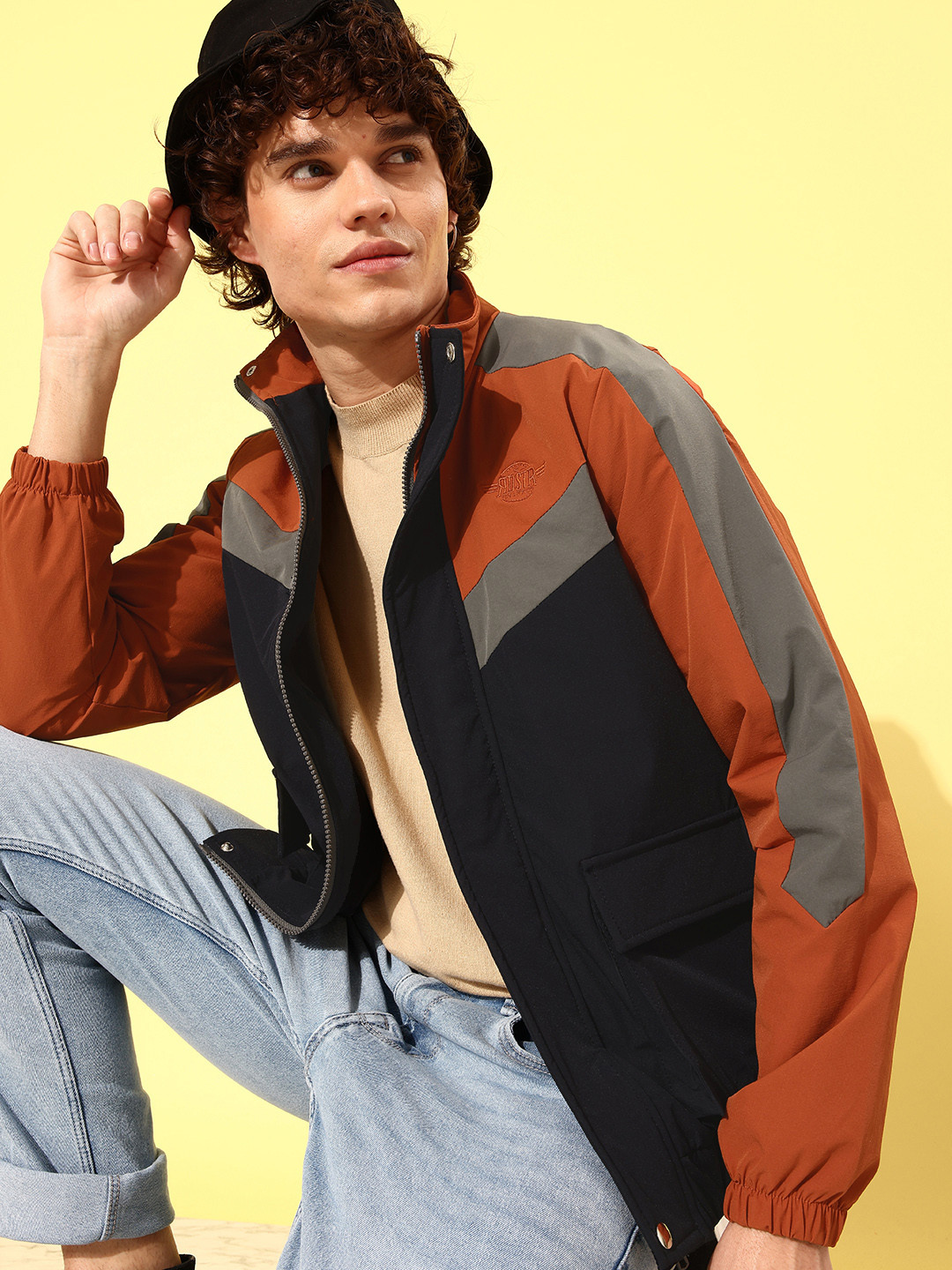 Buy The Roadster Lifestyle Co. Men Navy Blue Colourblocked Light Layers ...